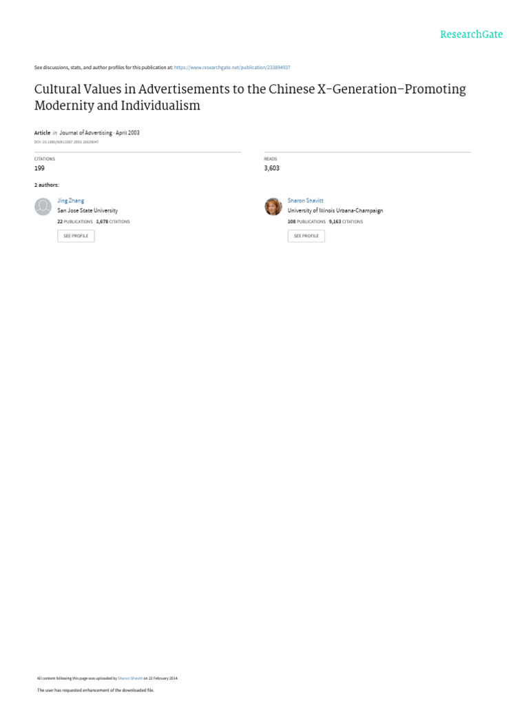 Cultural Values in Advertisements To The Chinese X | PDF | Advertising ...