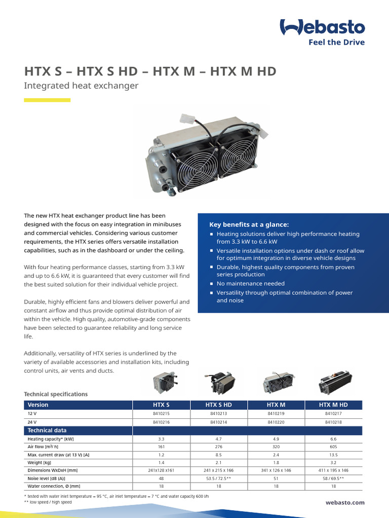 Webasto HTX Heat Exchanger Overview | PDF | Heat Exchanger ...
