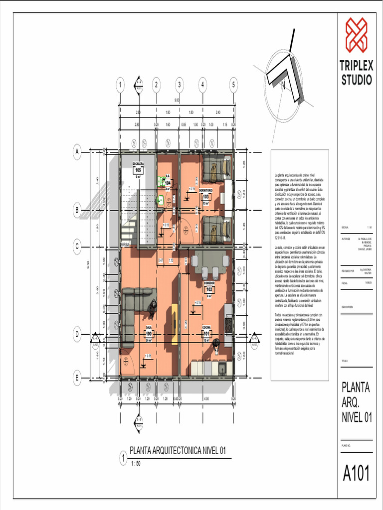ESTRUCTURAS V - PLANTA ARQ - Plano - A101 - PLANTA ARQ - NIVEL 01 COLOR ...