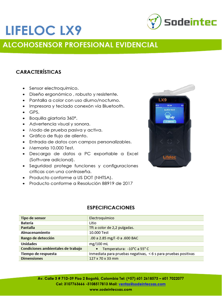 Alcosensor Profesional Evidencial LX9 | PDF