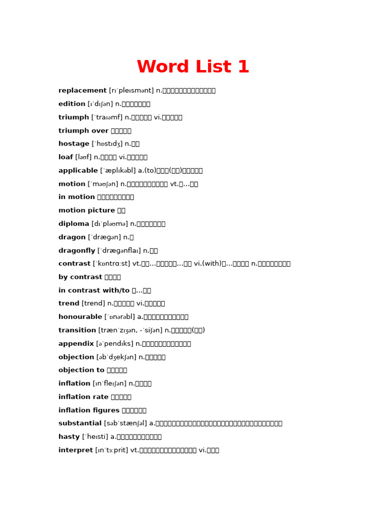 Word List 1 | PDF