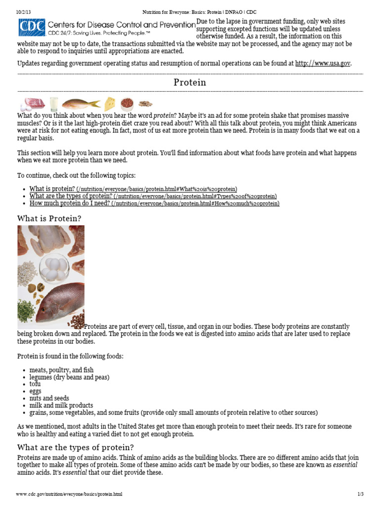 Nutrition For Everyone - Basics - Protein - Dnpao - CDC | PDF | Fat | Diet (Nutrition)