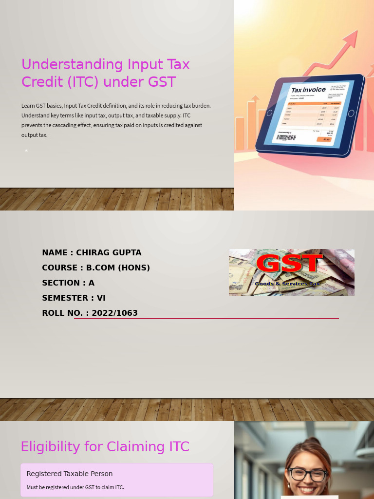 Understanding Input Tax Credit ITC Under GST | PDF | Value Added Tax ...