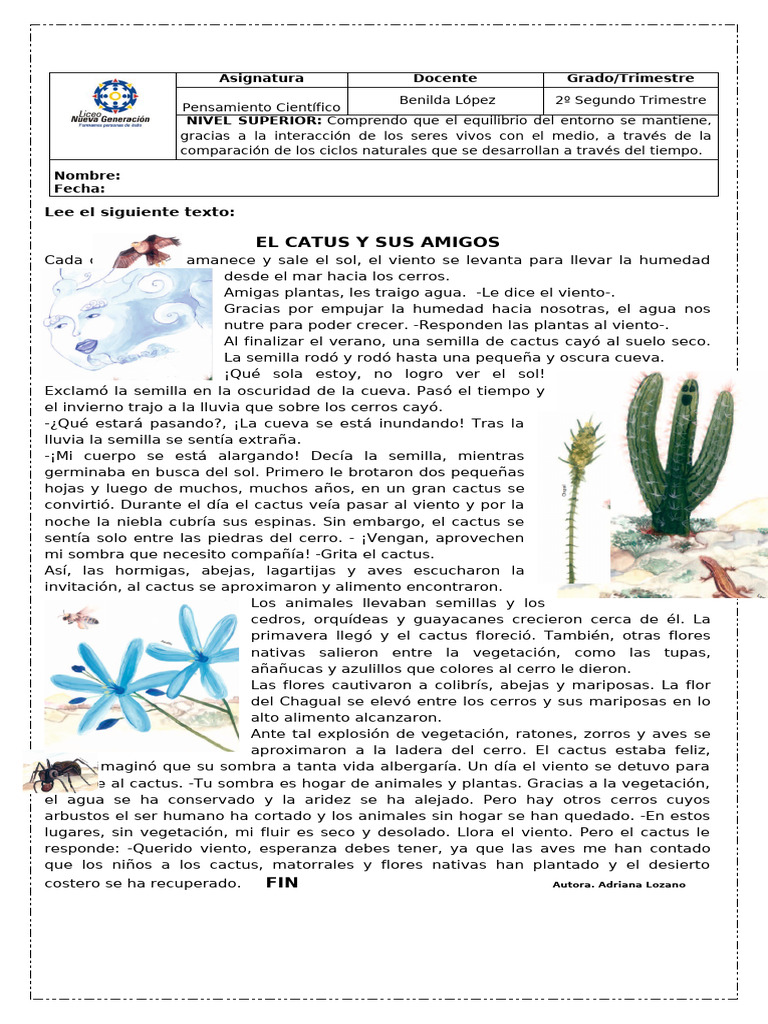 Taller Lectura Cactus | PDF | Ciencias de la Tierra