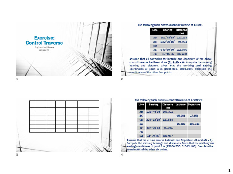 Control Traverse Calculations Guide | PDF | Cartography | Analytic Geometry