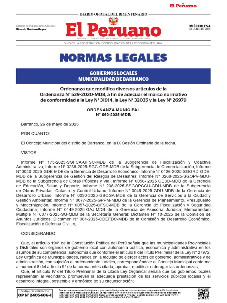 Om 660-2025-MDB | PDF | Gobierno local | Mandato