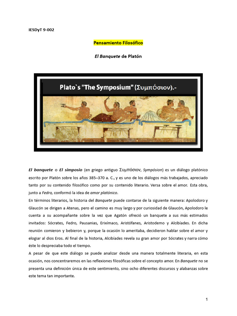 Clase 9 Banquete | PDF | Simposio (Platón)