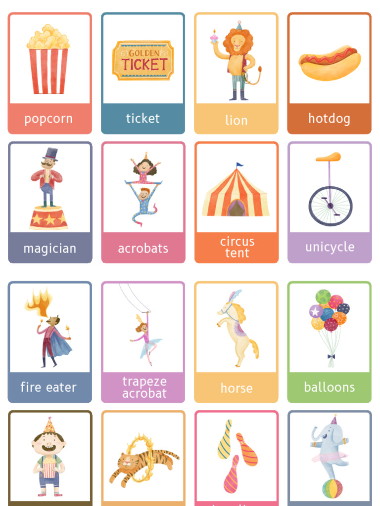 Circus Vocabulary Flashcards A-Z | PDF