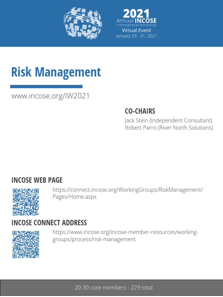 INCOSE Risk Management Working Group Overview | PDF | Systems ...