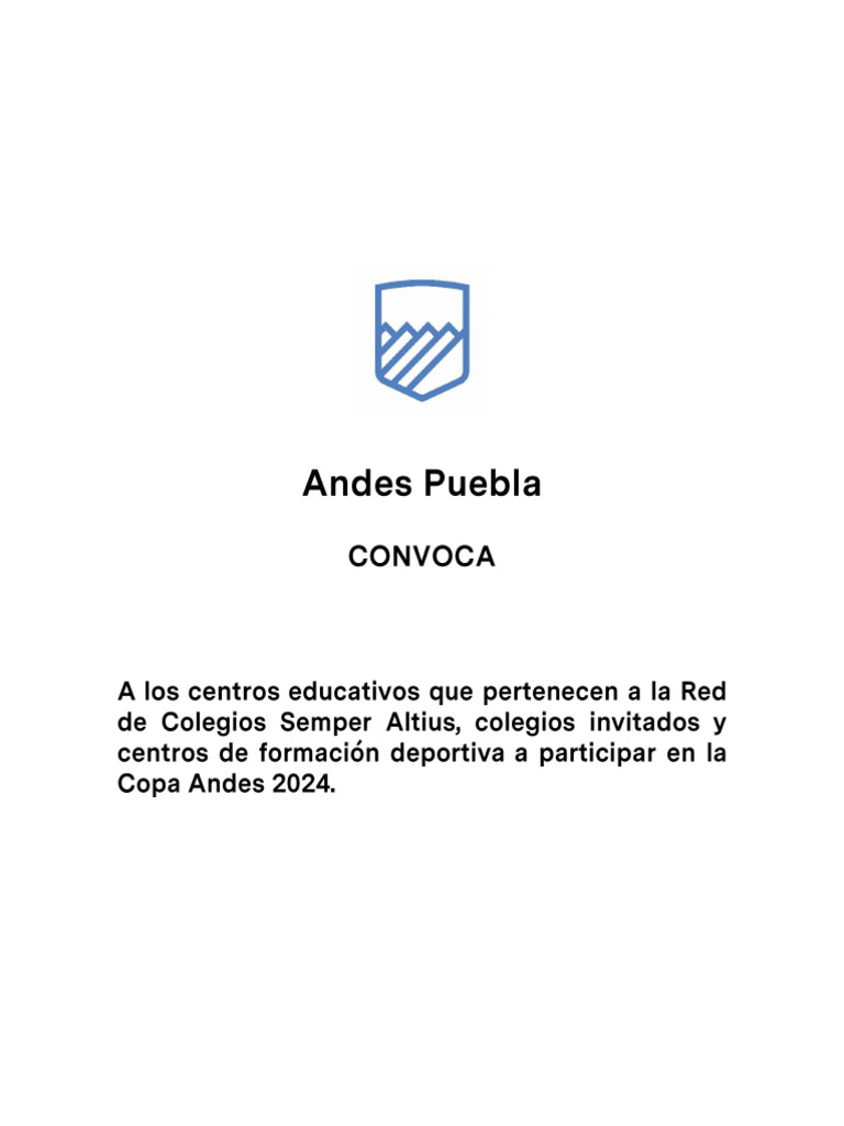 Convocatoria Copa Andes Puebla 2024 Oficial | PDF