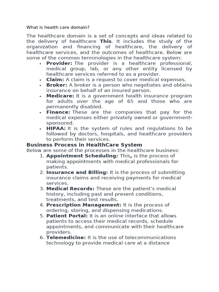 Understanding the Healthcare Domain | PDF