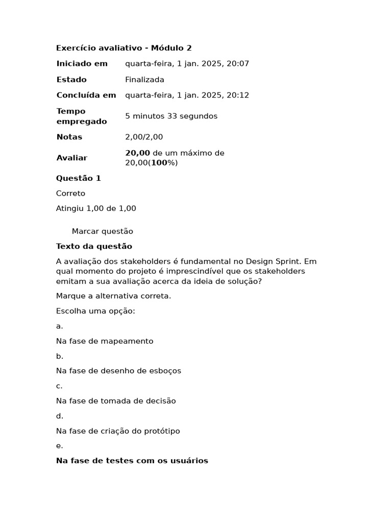 Exercício Avaliativo - Módulo 2 | PDF