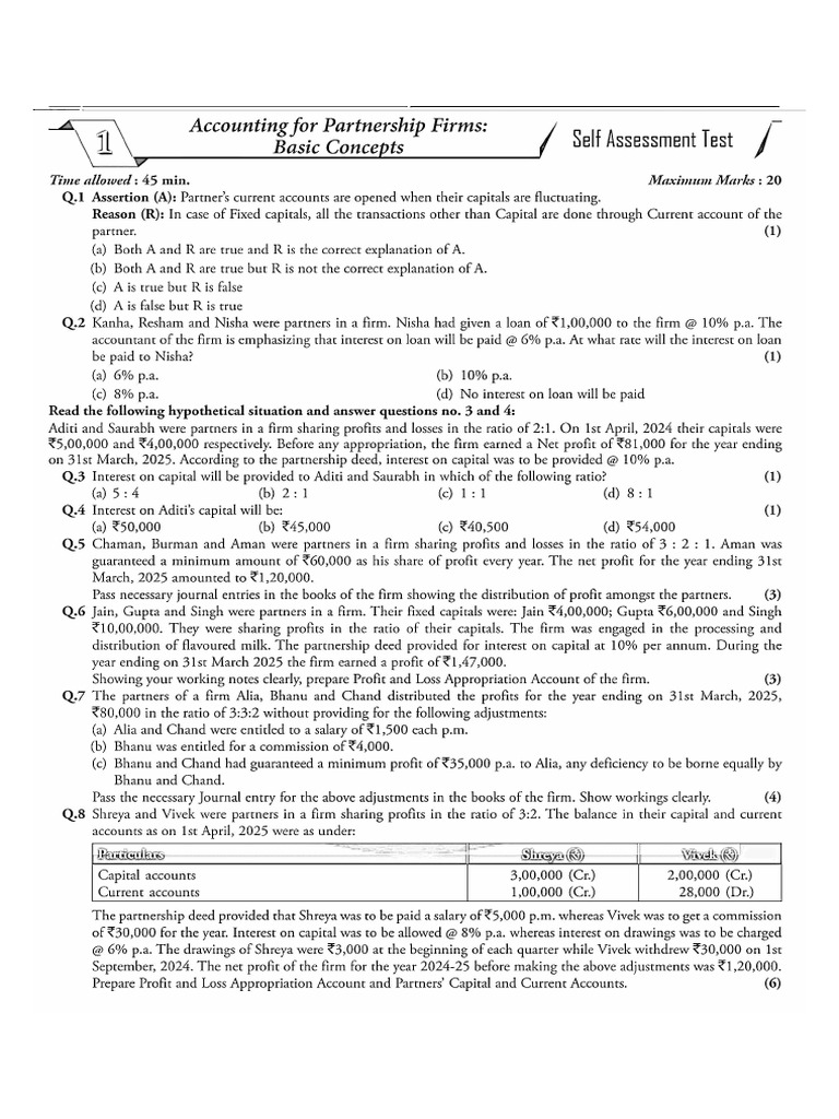 Self Assessment Test 1-5 SDB | PDF | Interest | Partnership