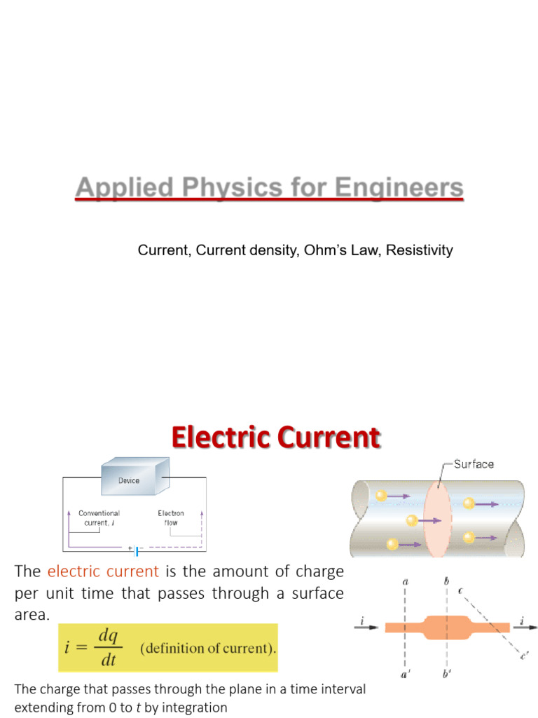 Lecture 12 Electric Current, Current Density, Ohm's Law | PDF | Electric Current | Electrical ...
