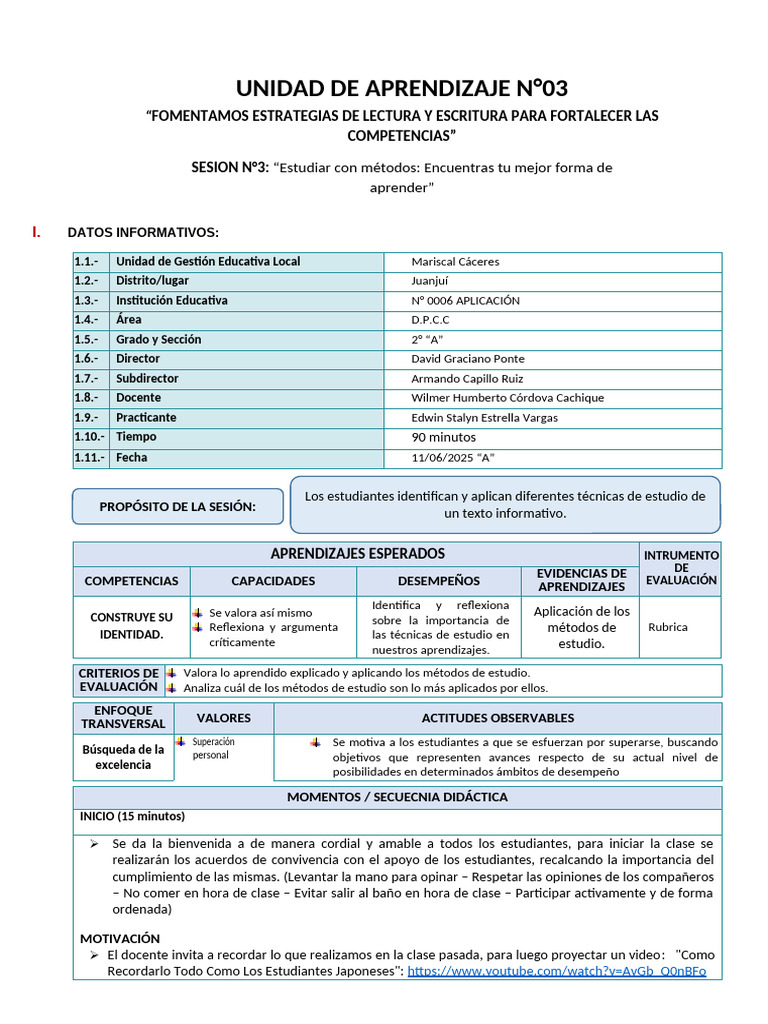 Sesión 4 Segundo DPCC | PDF | Habilidades de estudio | Pedagogía