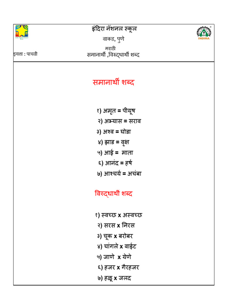 Marathi Samanarthi | PDF