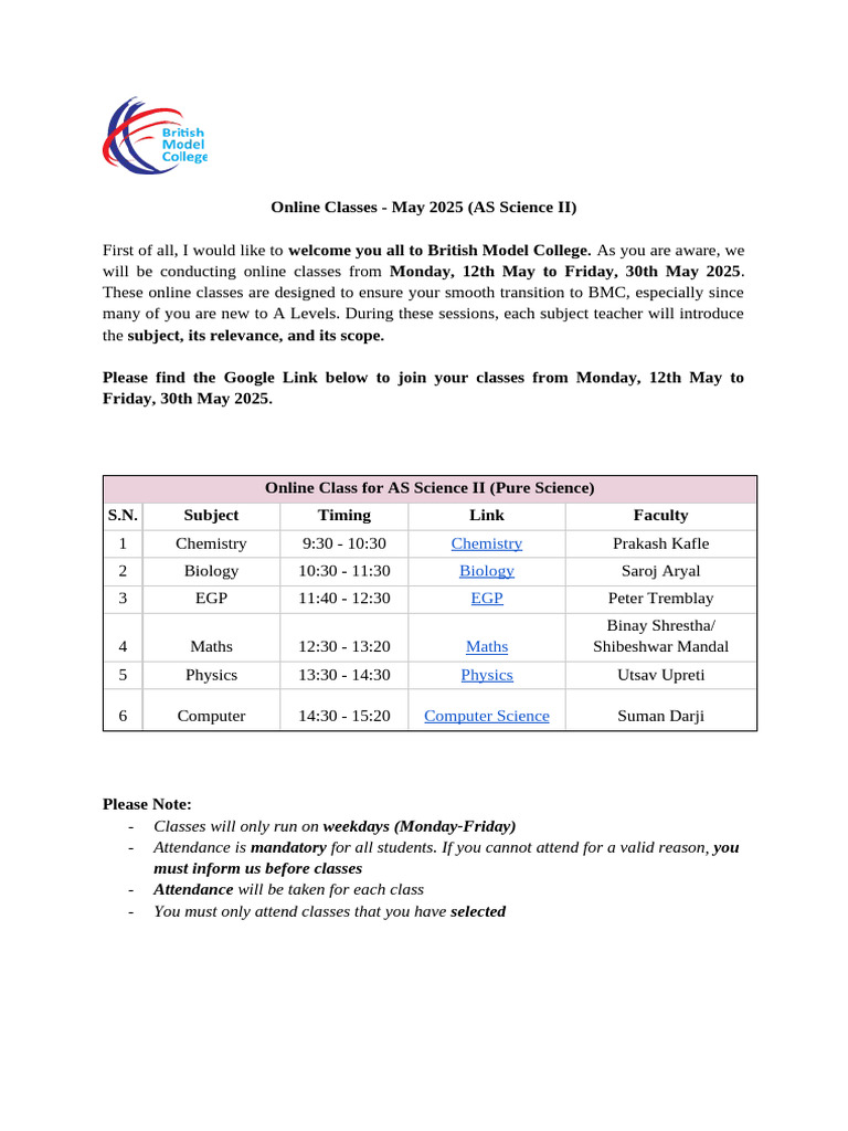Online Classes S II | PDF