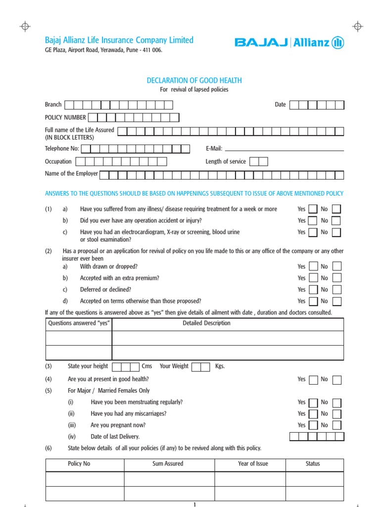 Good Health Declaration | PDF | Misrepresentation | Life Insurance