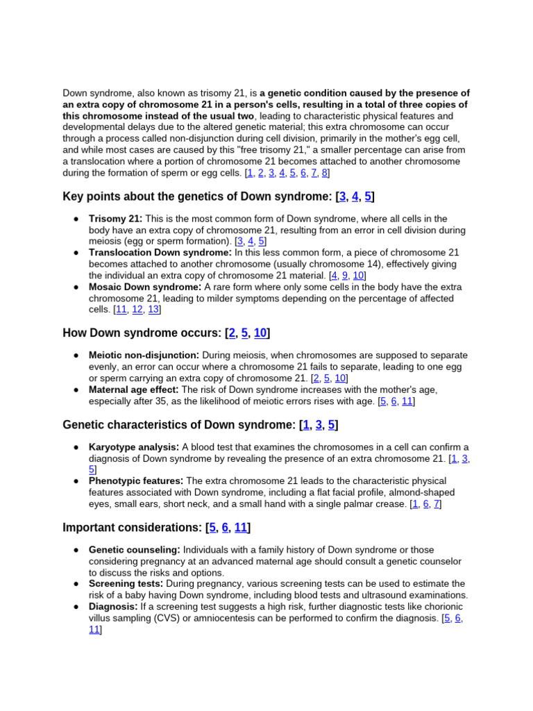 Genetics of Down Syndrome Long Note | PDF | Down Syndrome | Genetics