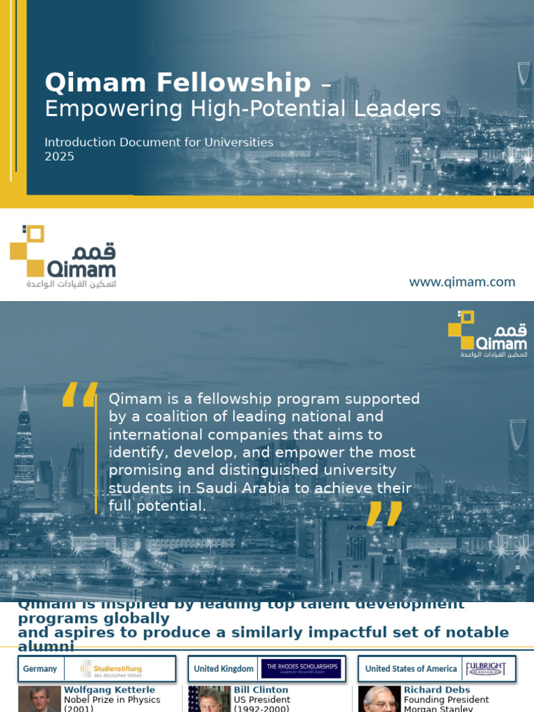 Qimam Fellowship Overview and Benefits | PDF | Fellow | Mentorship
