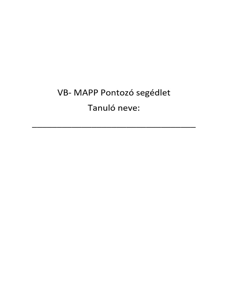 VB MAPP Pontozó Segédlet | PDF