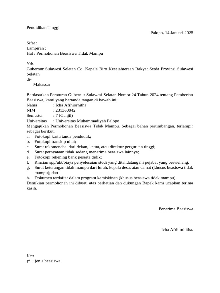 Surat Pernyataan Icha | PDF