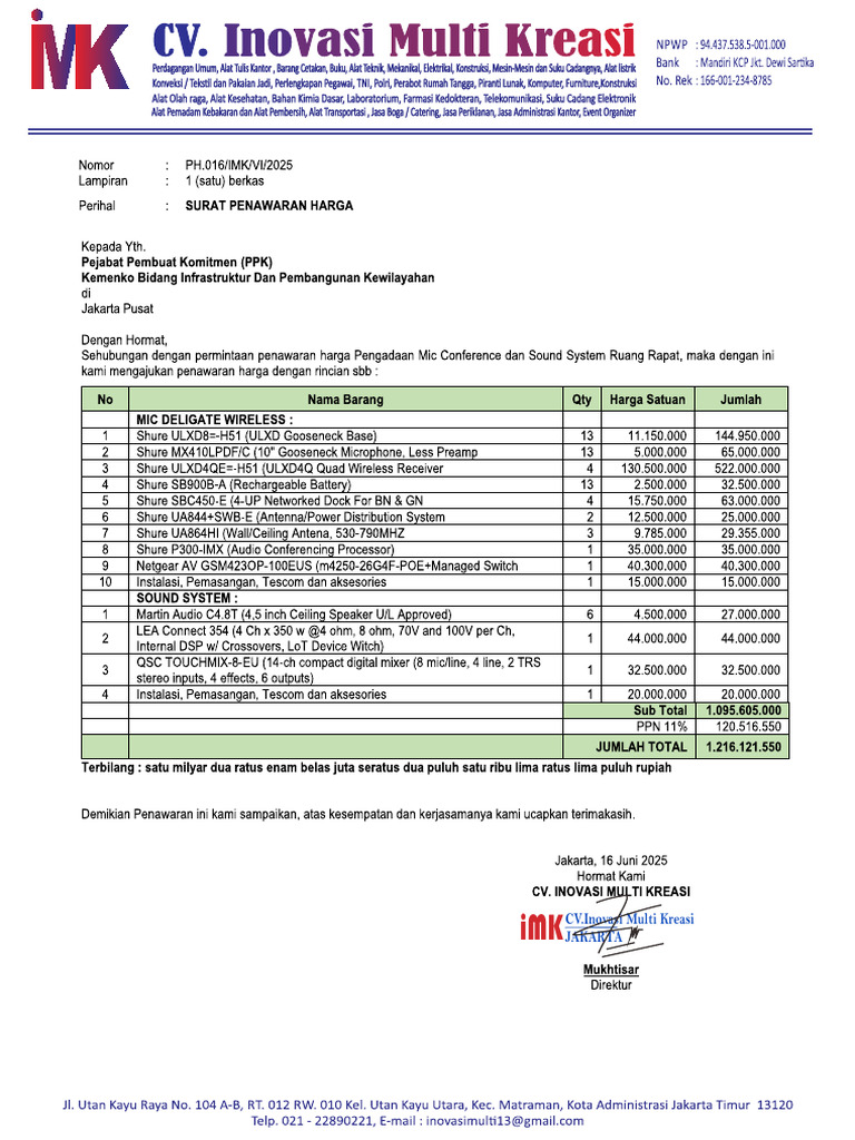 SPH Pengadaan Ta. 2025 - Imk | PDF