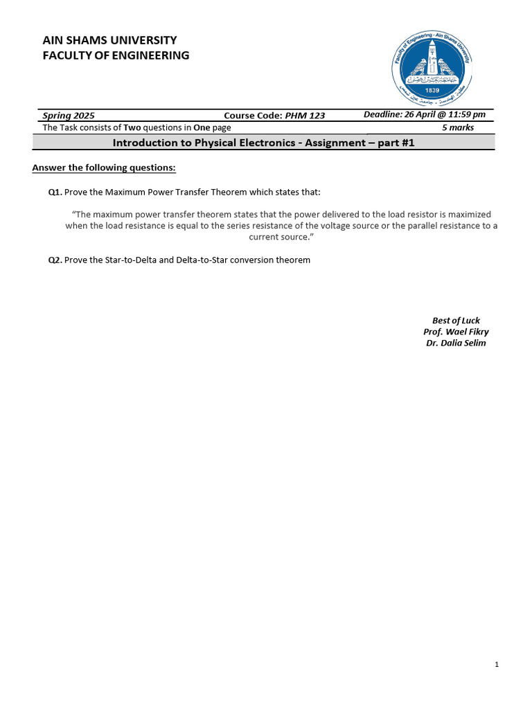 PHM 123 Assignment Part #1 | PDF