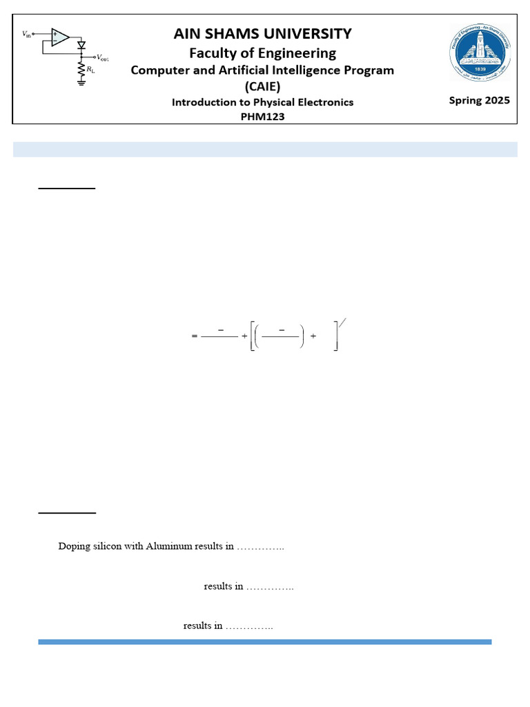 Problem Set 3 - Semiconductors | PDF | Semiconductors | Doping ...