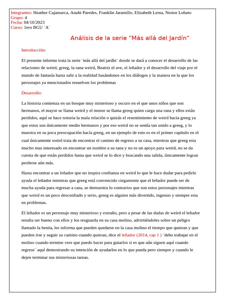 Mas Allá Del Jardín XDD | PDF