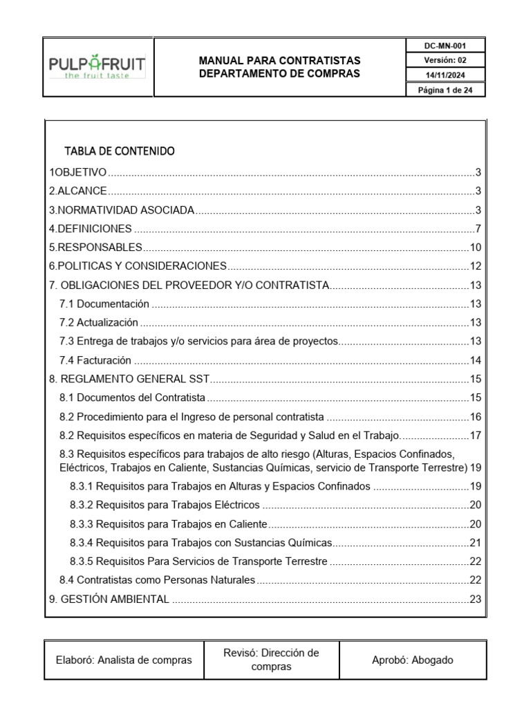 Manual para Contratistas | PDF