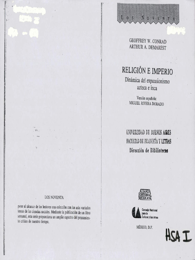 CONRAD Y DEMAREST Religión e Imperio. Dinámica Del Expansionismo Azteca ...