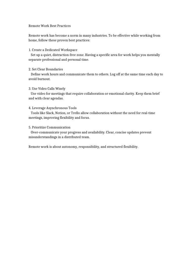 Remote Work Best Practices | PDF