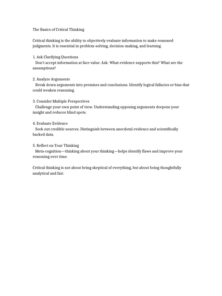 The Basics of Critical Thinking | PDF