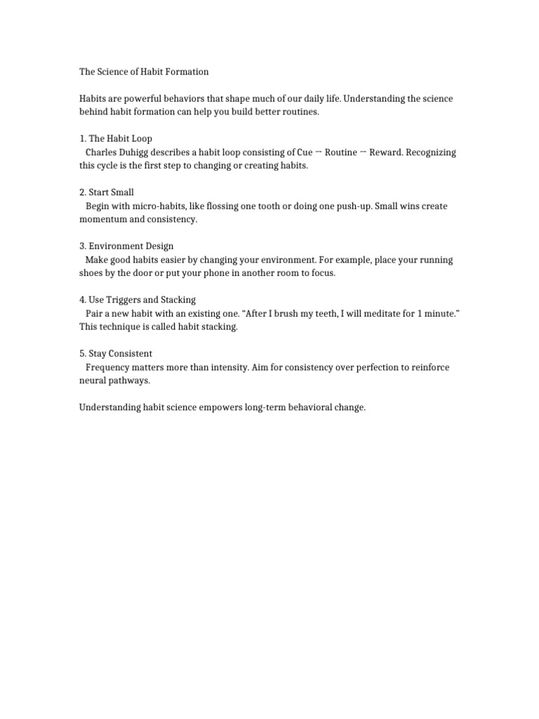 Mastering Habit Formation Science | PDF