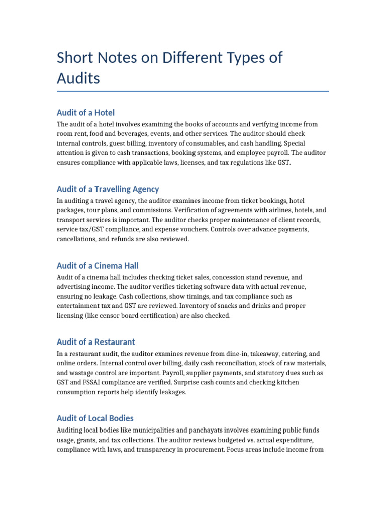 Audit Short Notes | PDF