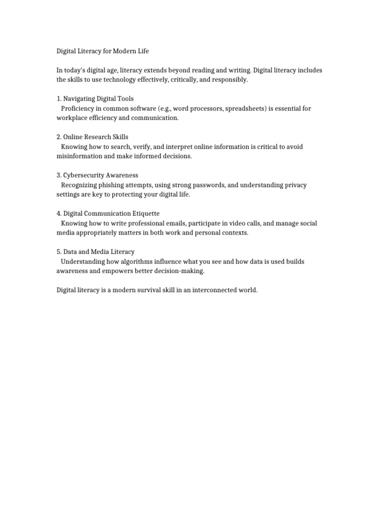 Essential Digital Literacy Skills | PDF