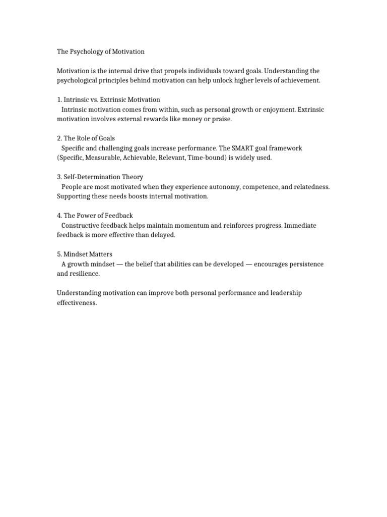 The Psychology of Motivation | PDF