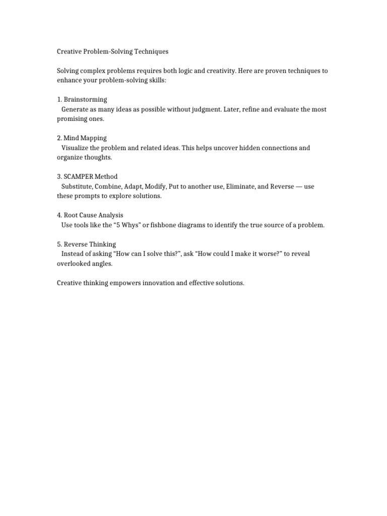 Creative Problem Solving Techniques | PDF
