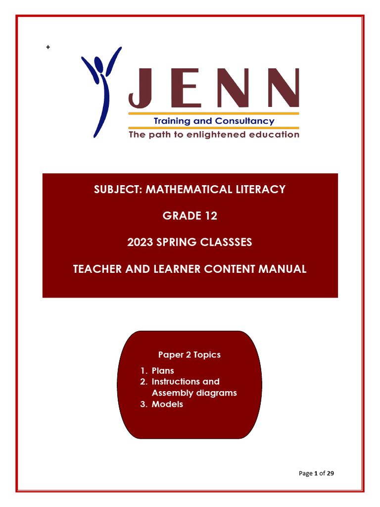 Plans and Models in Maths Literacy | PDF | Screw | Building