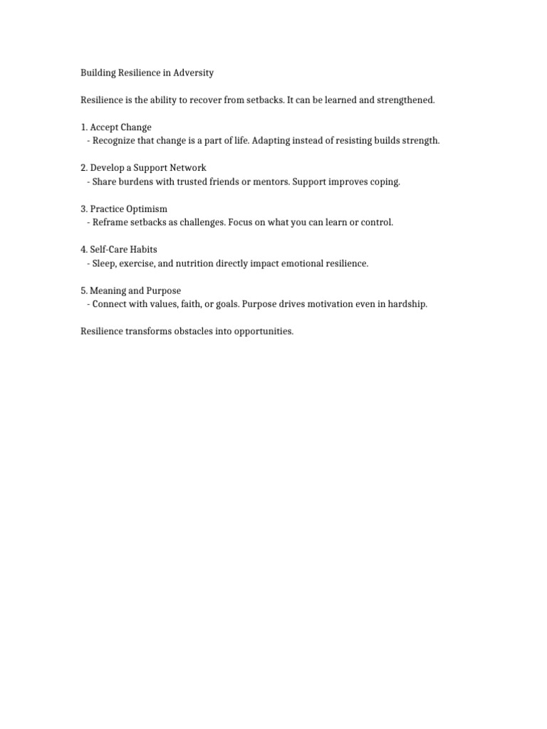 Building Resilience in Adversity | PDF
