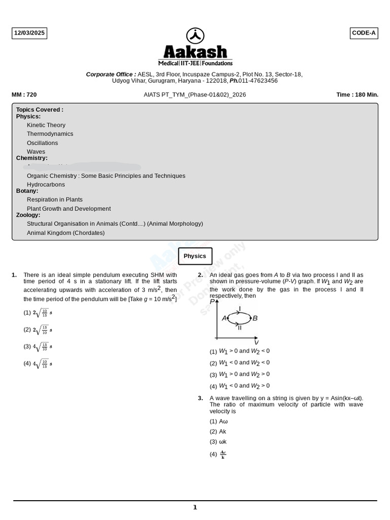 Aiats PT Tym P1&2 12.03.2025 | PDF | Amplitude | Conformational Isomerism