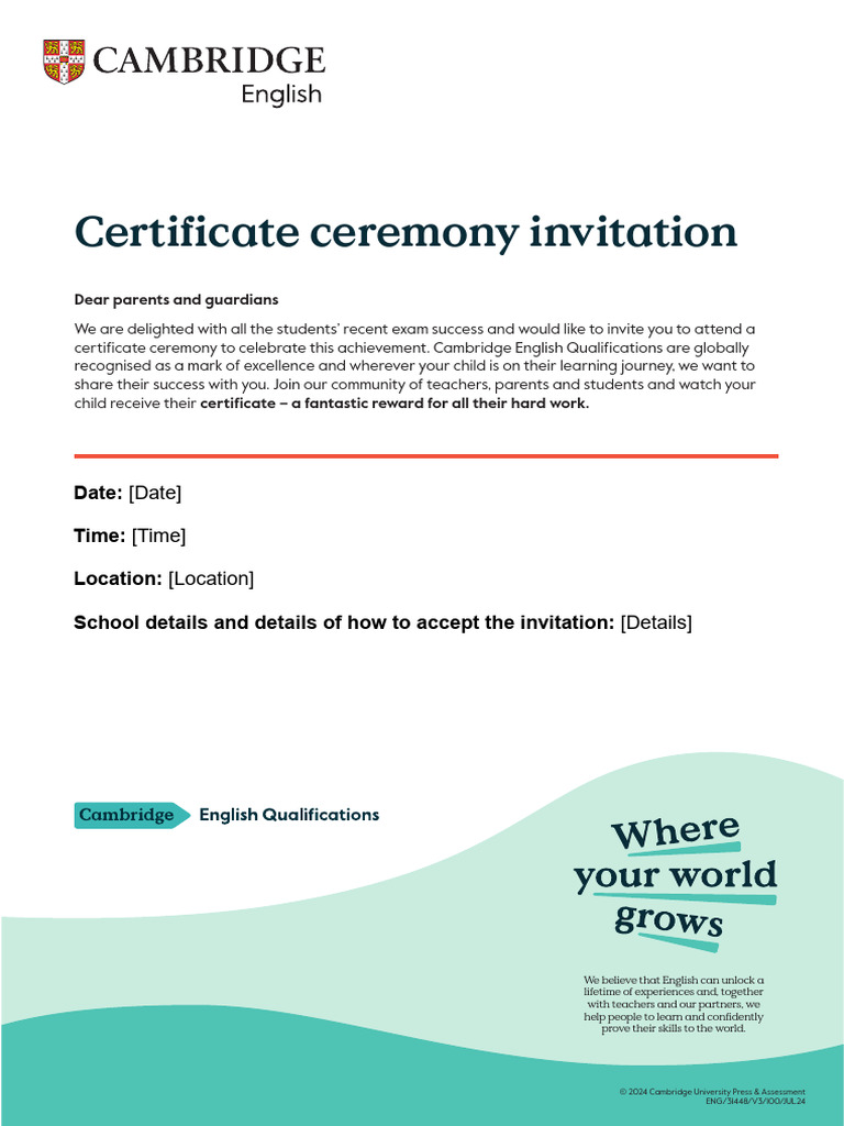 Certificate Ceremony Invitation To Parents | PDF