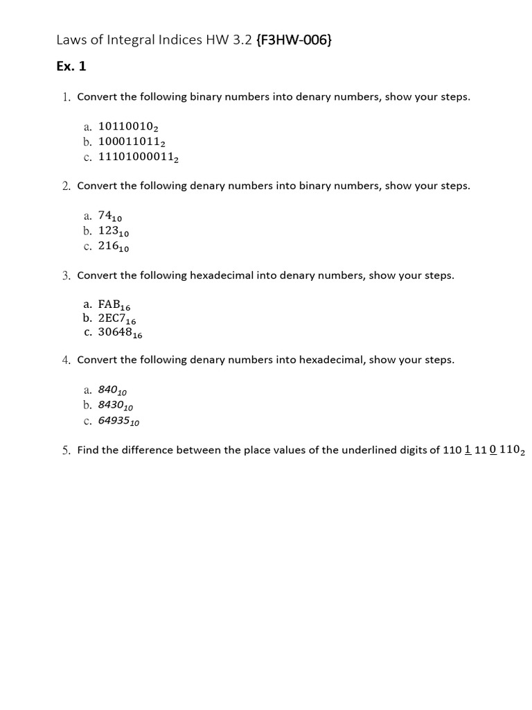 F3 Laws of Integral Indices HW 3.2 (F3HW-006) | PDF