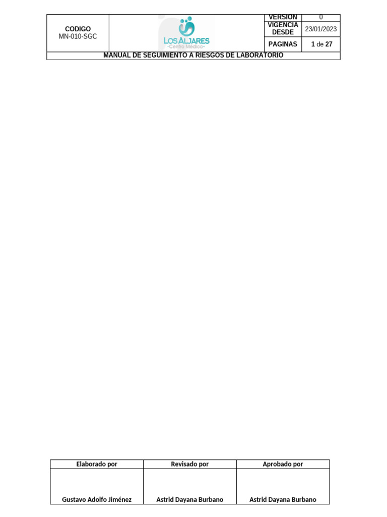 MN-010-SGC MANUAL SEGUIMIENTO A RIESGOS | PDF | Laboratorios | Riesgo