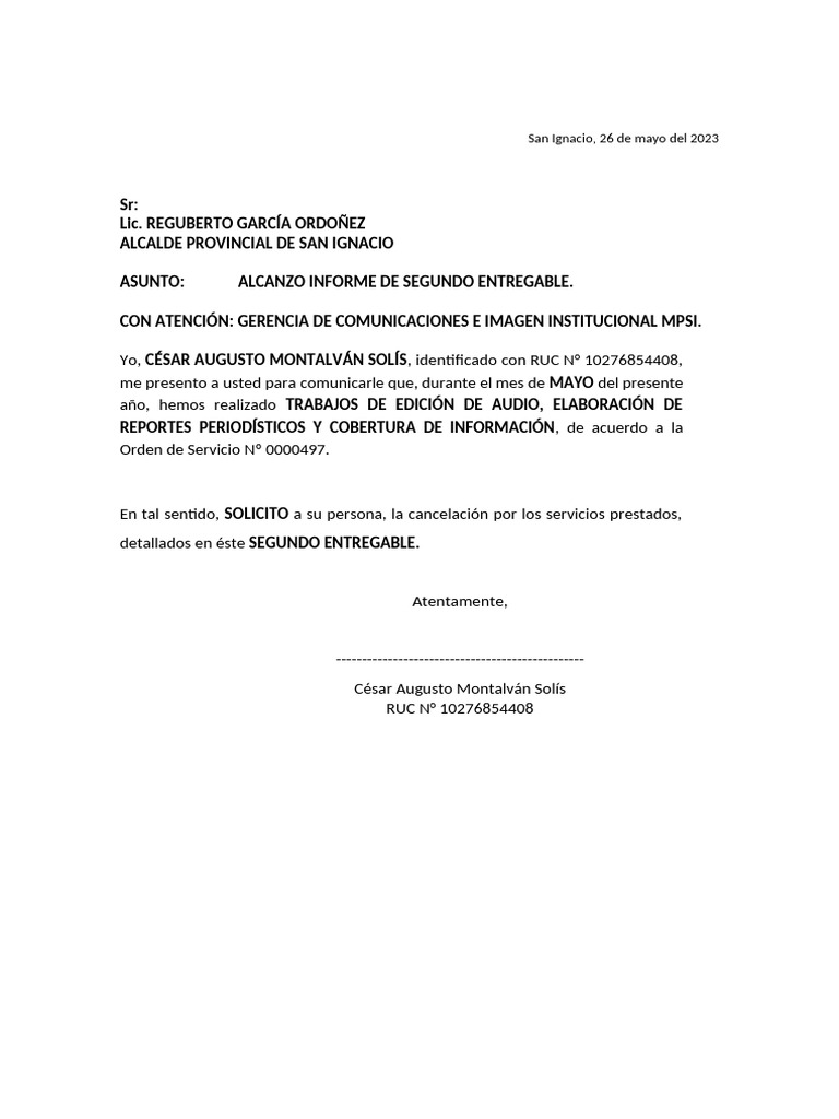 Segundo Entregable San Ignacio | PDF