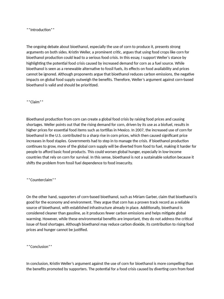 Corn Bioethanol: Food Crisis Risks | PDF | Biofuel | Food Security
