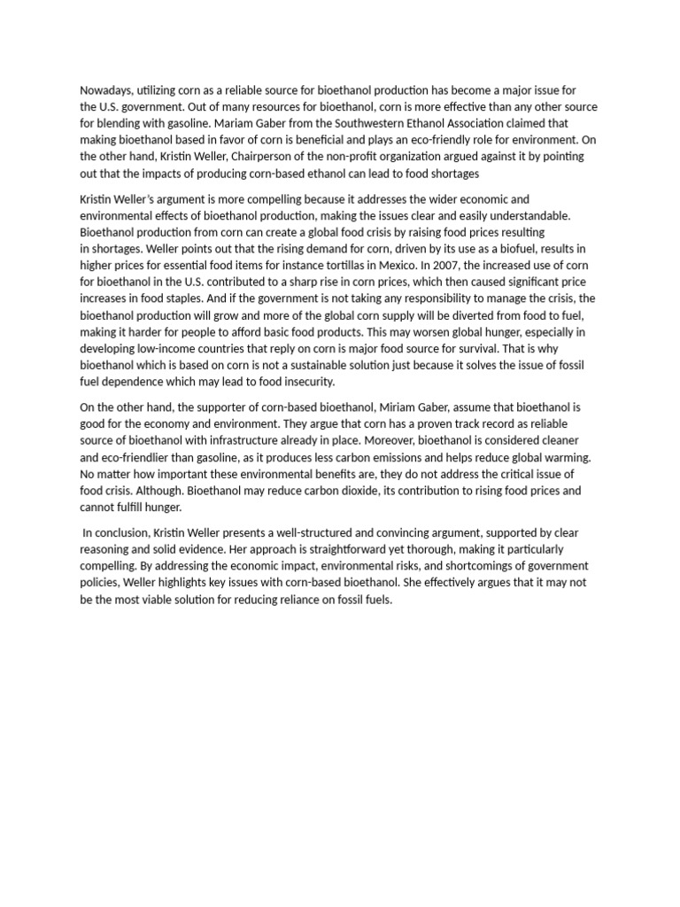 Corn Biofuel: Economic and Food Crisis Risks | PDF | Biofuel | Food ...