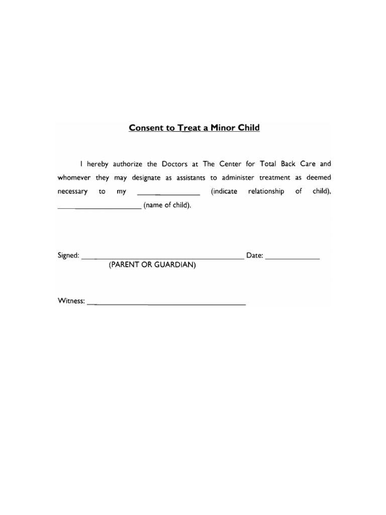 Consent To Treat A Minor | PDF