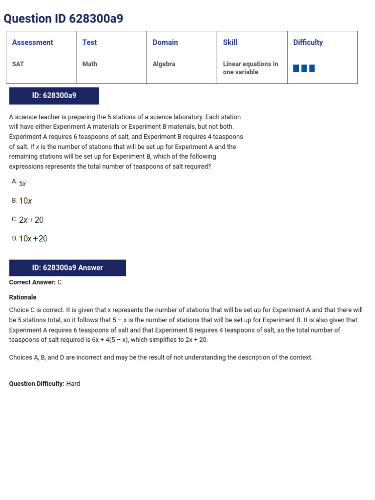 SAT Suite Question Bank - Answers | PDF | Equations | Mathematics